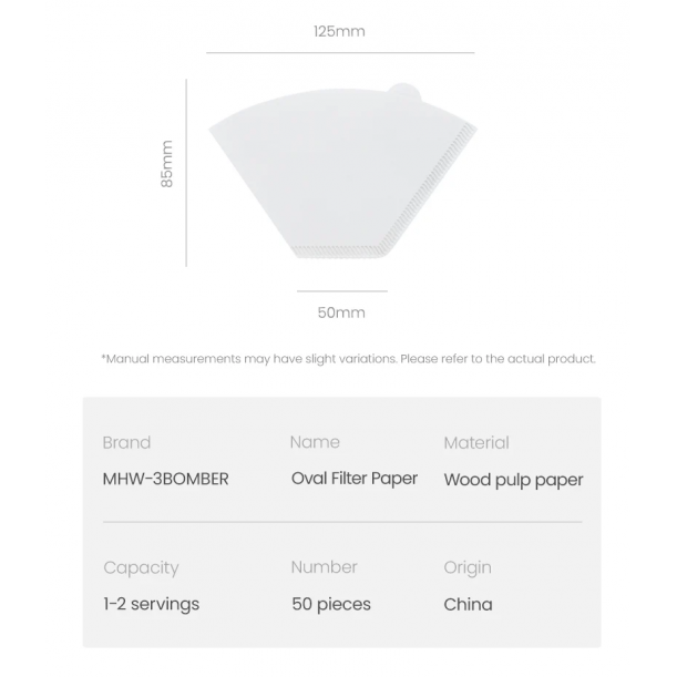 Buy MHW-3BOMBER Oval Filter Paper | Clean, Balanced Coffee Extraction ...